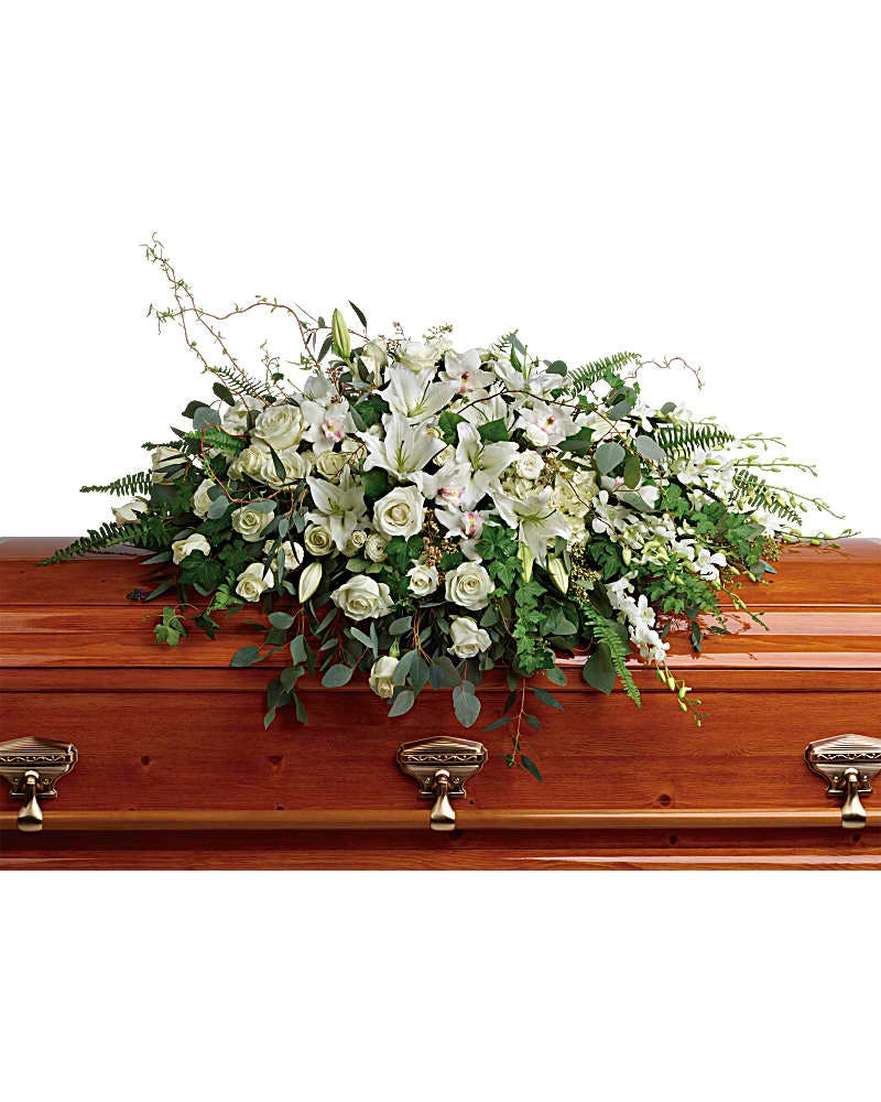 Pure White Casket Flowers | Naples Funeral Flower Delivery